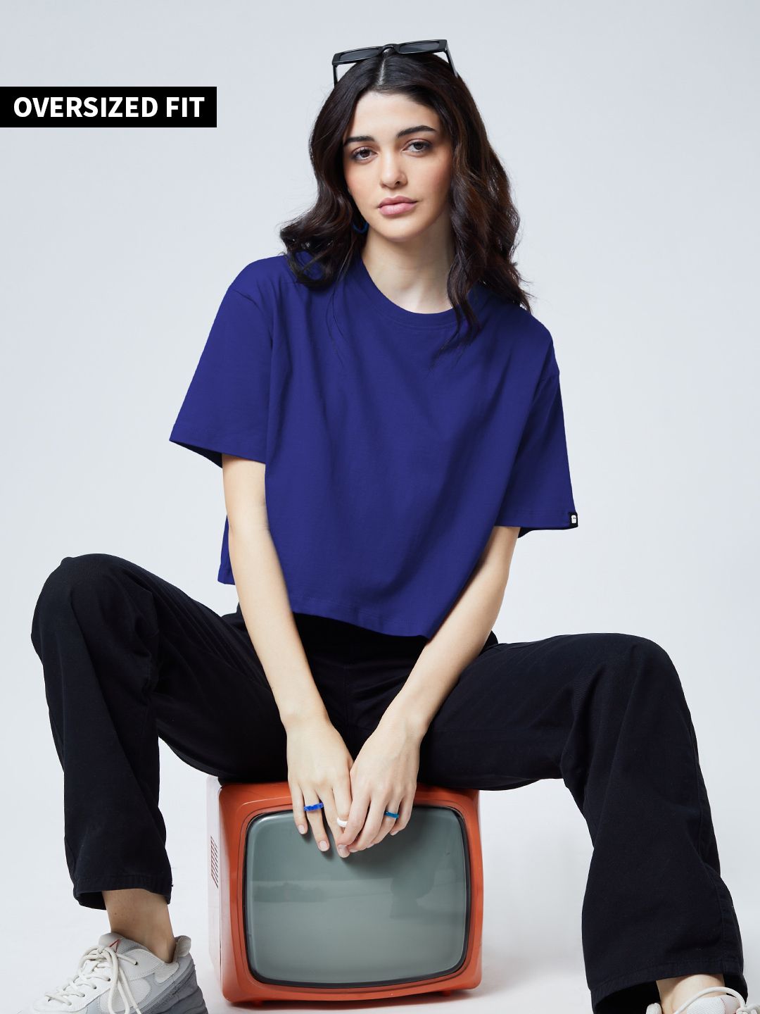 Buy Sabrina: Doodle Pattern Women Oversized Cropped Shirts