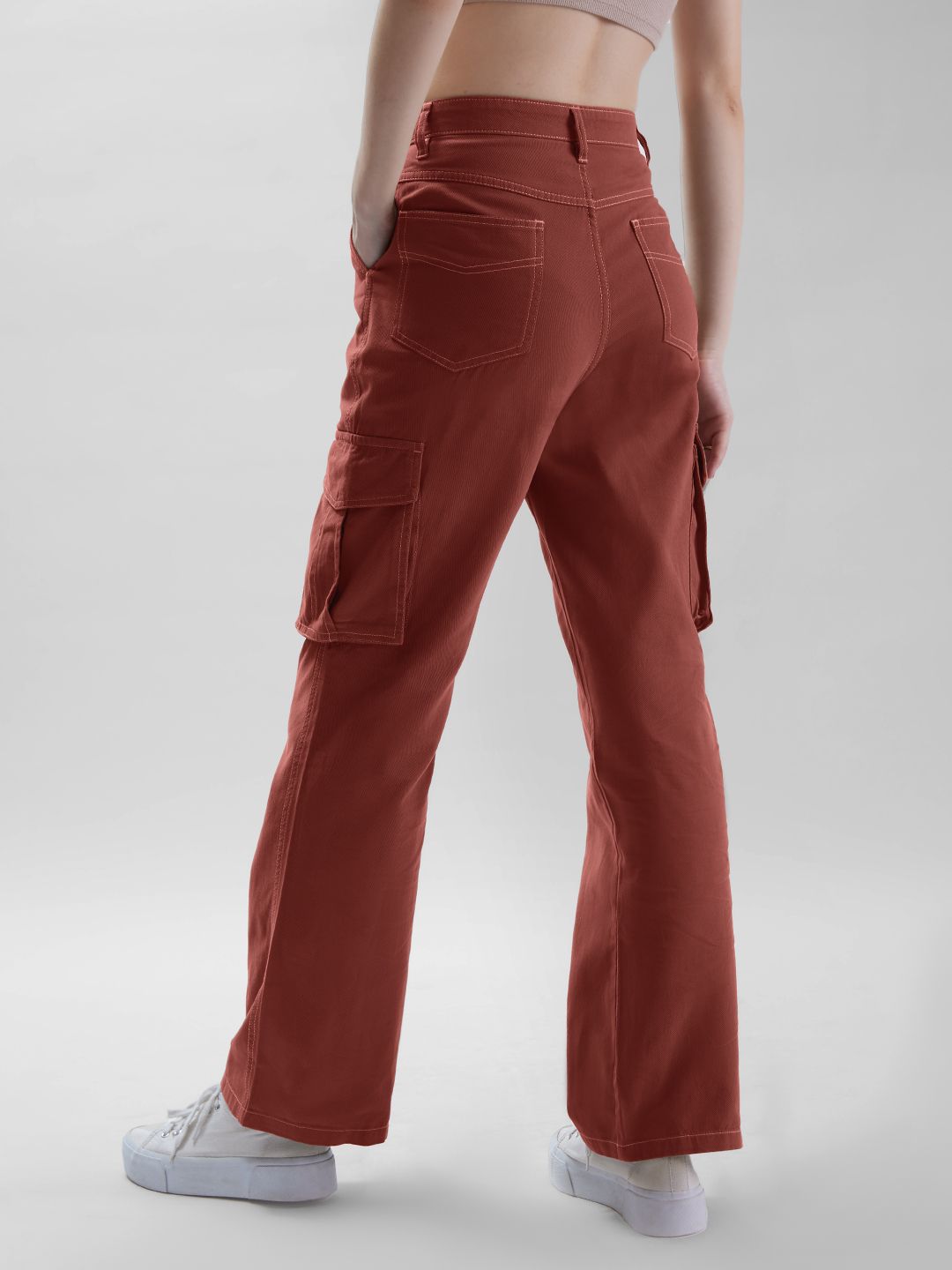 Buy Solids: Rusty Red Women Cargo Pants Online