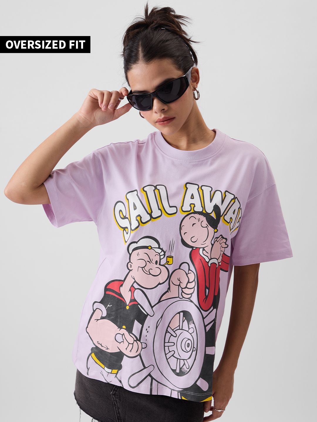 Buy Popeye Sail Away Women Oversized T-Shirts Online
