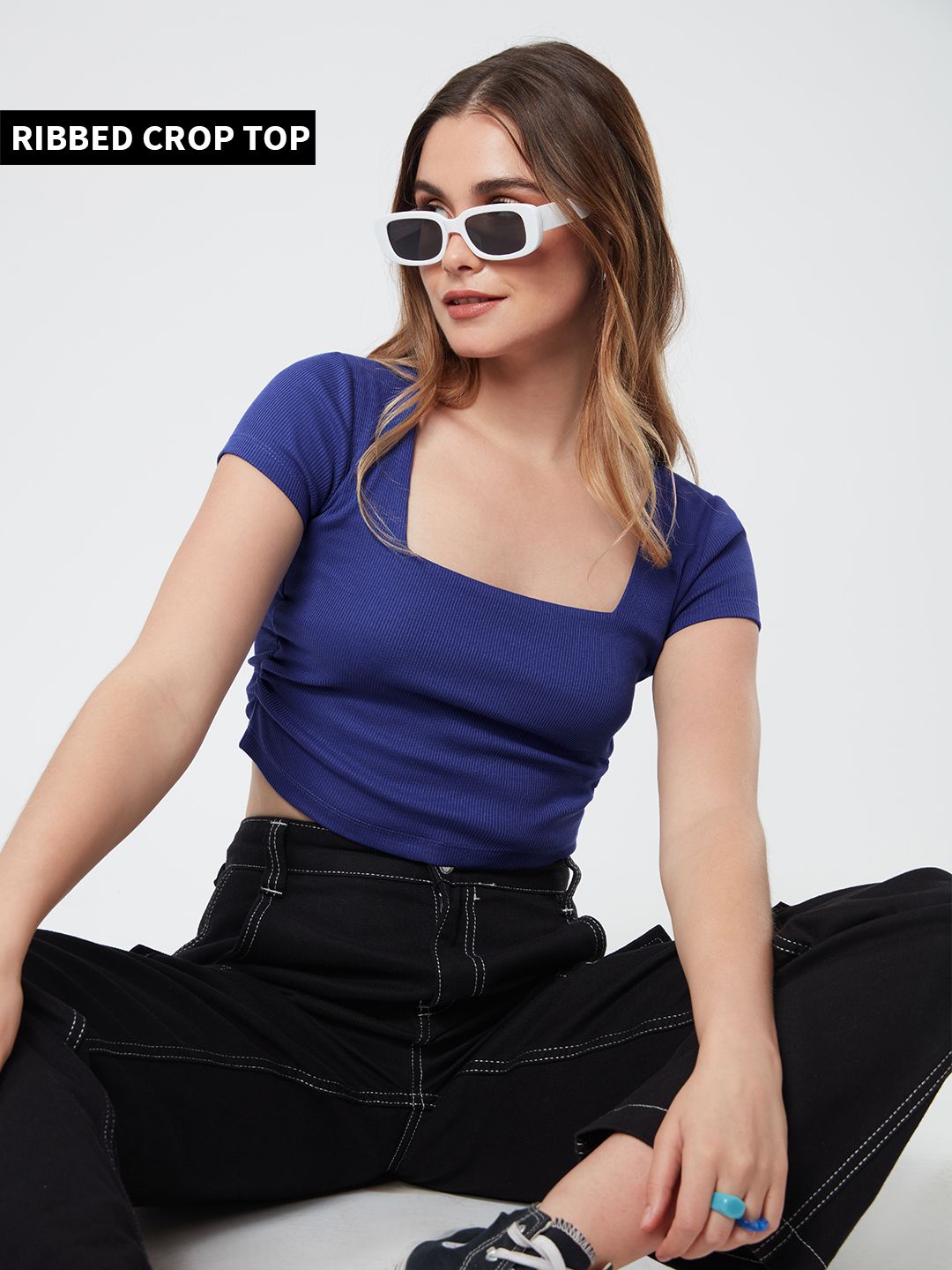 Buy Solids: Electric Blue (Square-Neck) Women's Crop Tops online at The ...