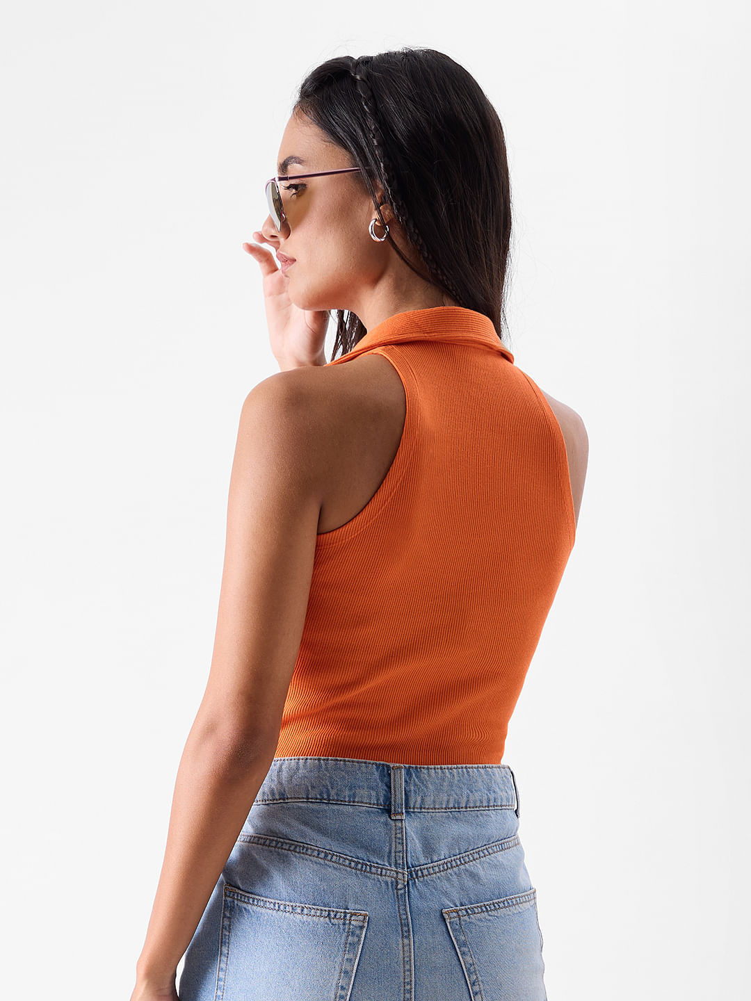 Buy Solids Blazing Orange Women Cropped Polos Online At The Souled Store