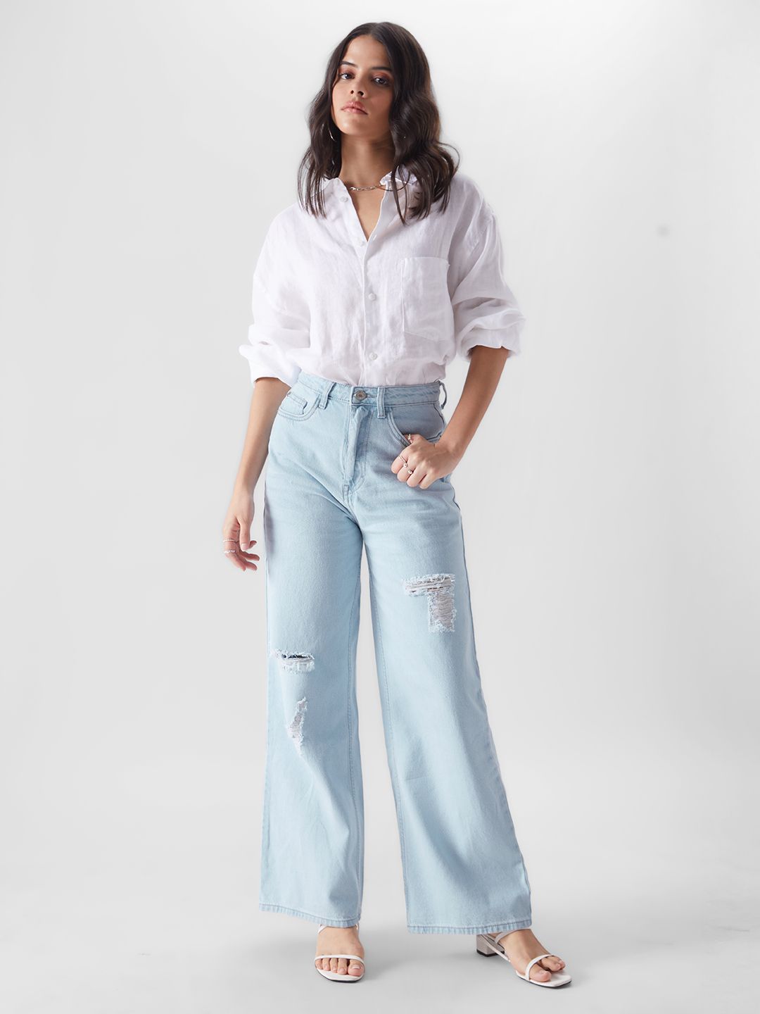 Buy Solids: Ice Blue Women Jeans Online