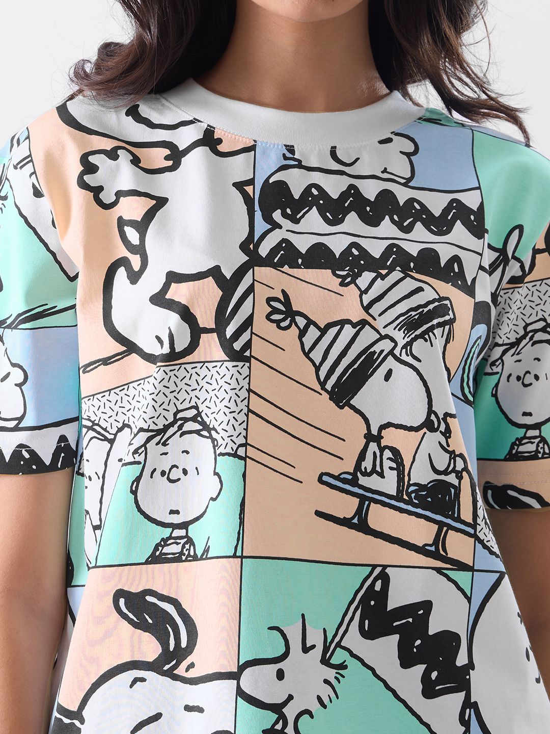Buy Peanuts: Characters Mosaic Women Relaxed Fit T-Shirts online at The ...
