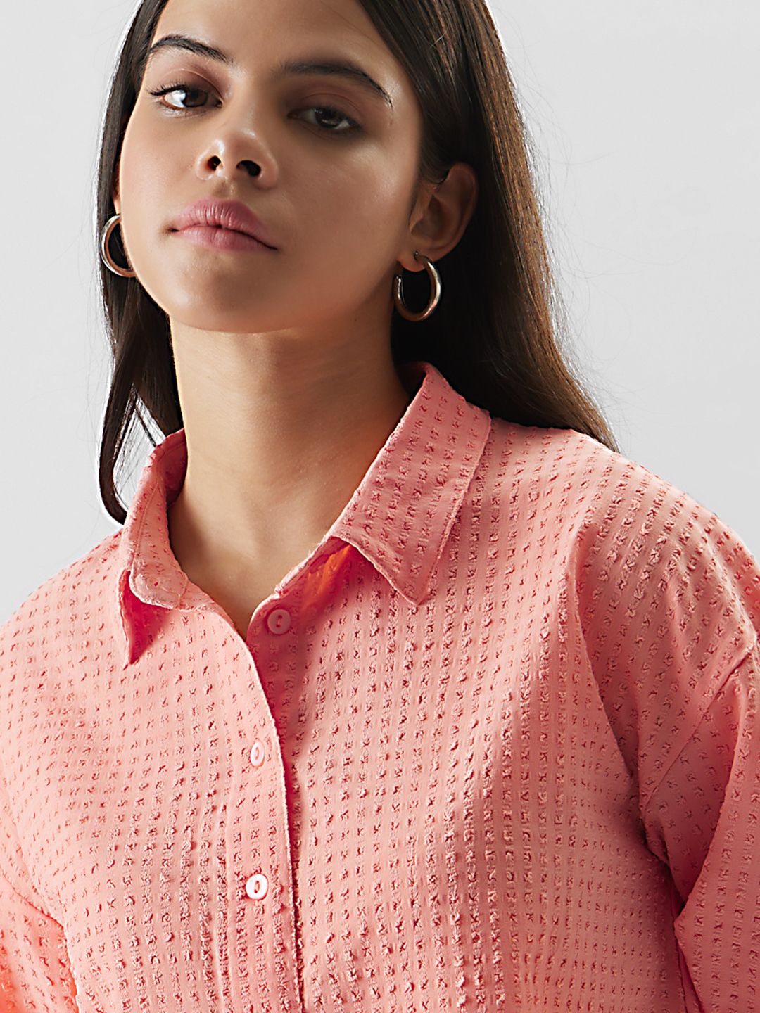 Buy Solids: Peach Women Crop Shirts Online at The Souled Store.