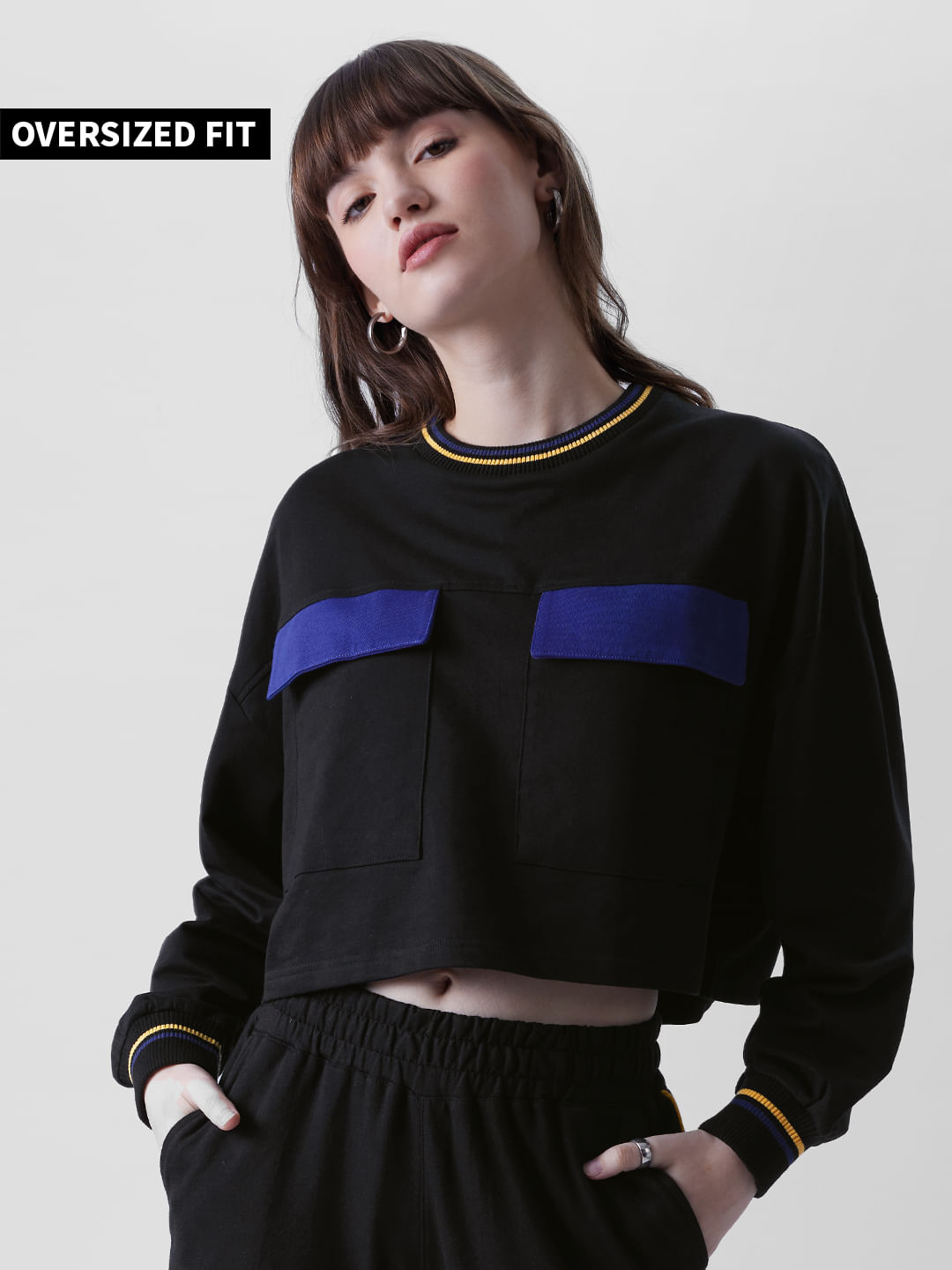 Buy Tss Black And Blue Womens Oversized Cropped T Shirt Online At The