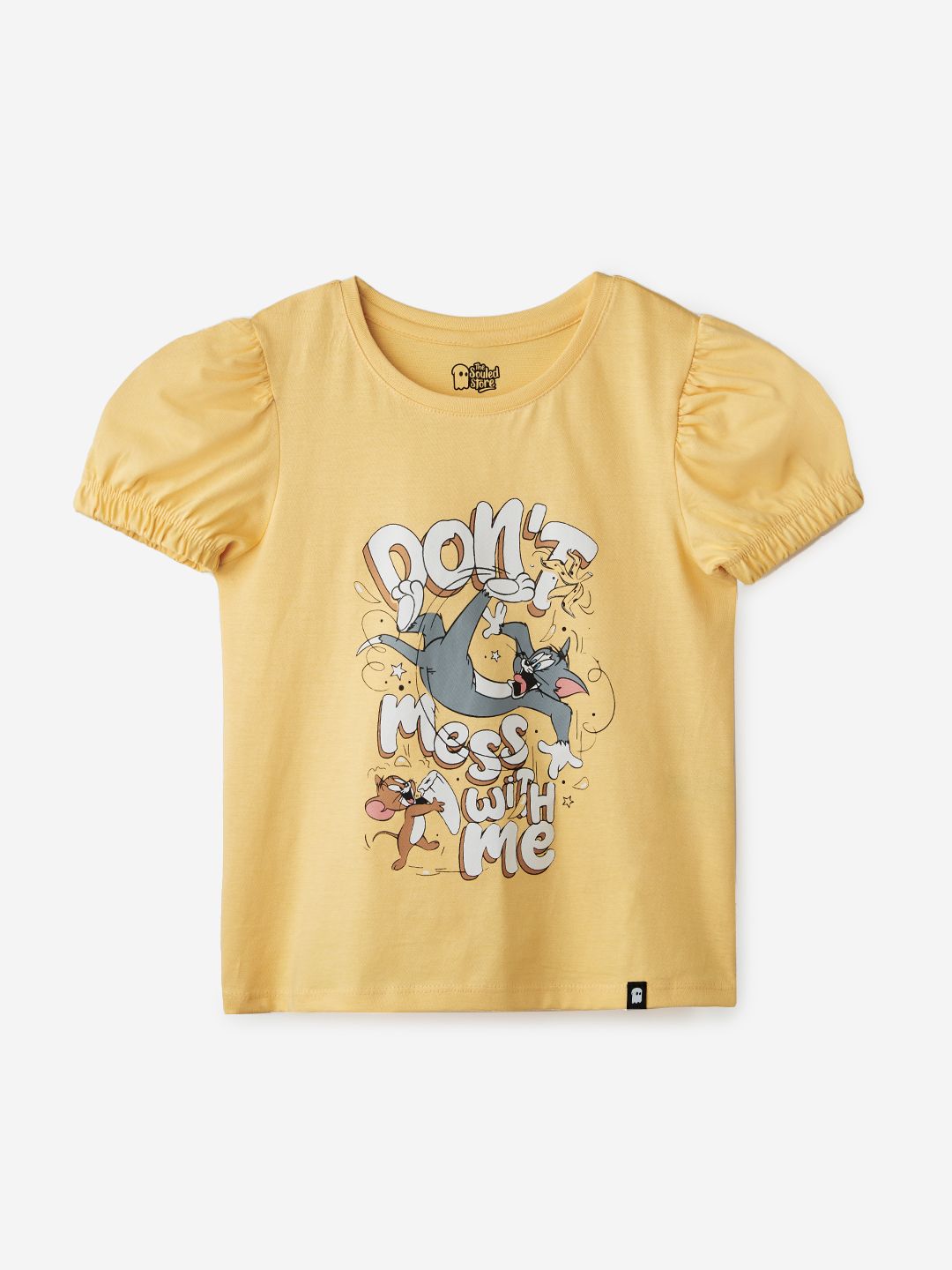 Buy Tom And Jerry: Don't Mess With Me Girls Puff Sleeve Tops Online