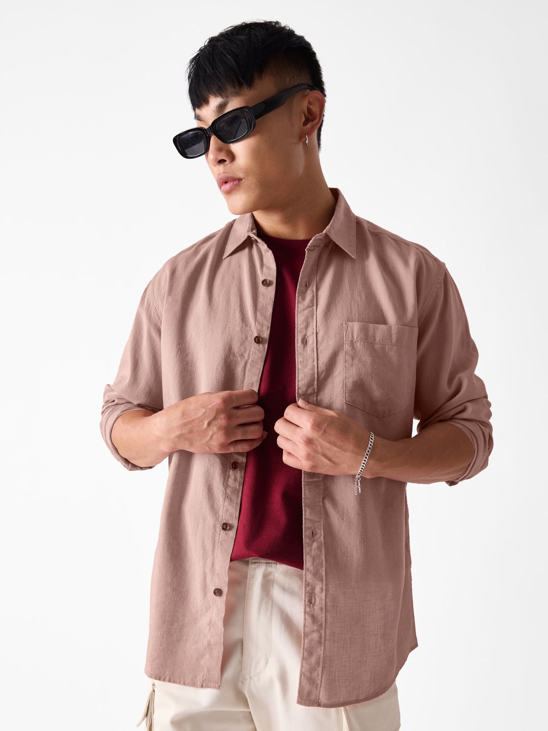 Buy Solids: Rusty Pink Men Full Sleeve Shirt Online at The Souled Store.