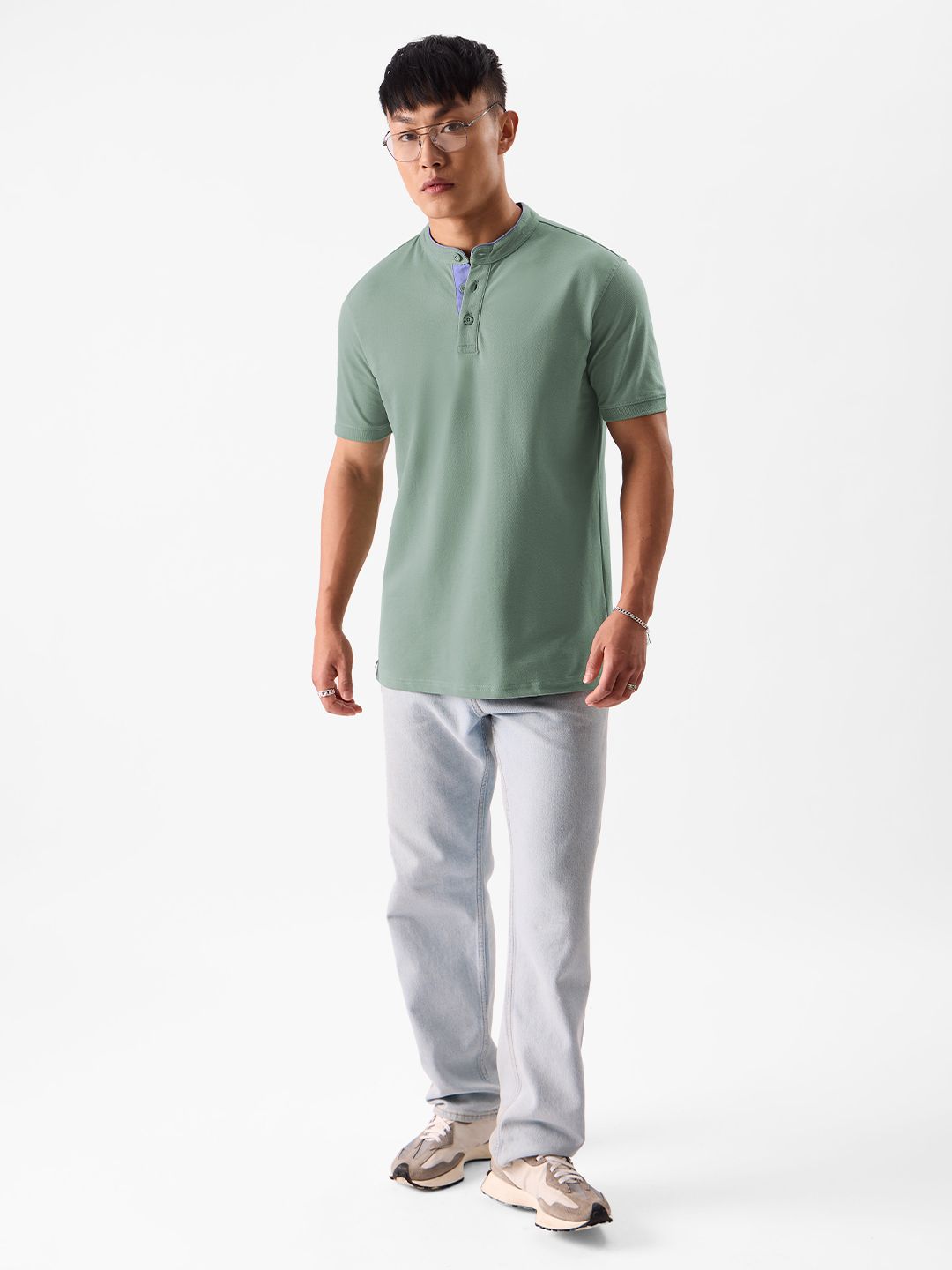 Buy Solids: Sage Green Mandarin Polos Online