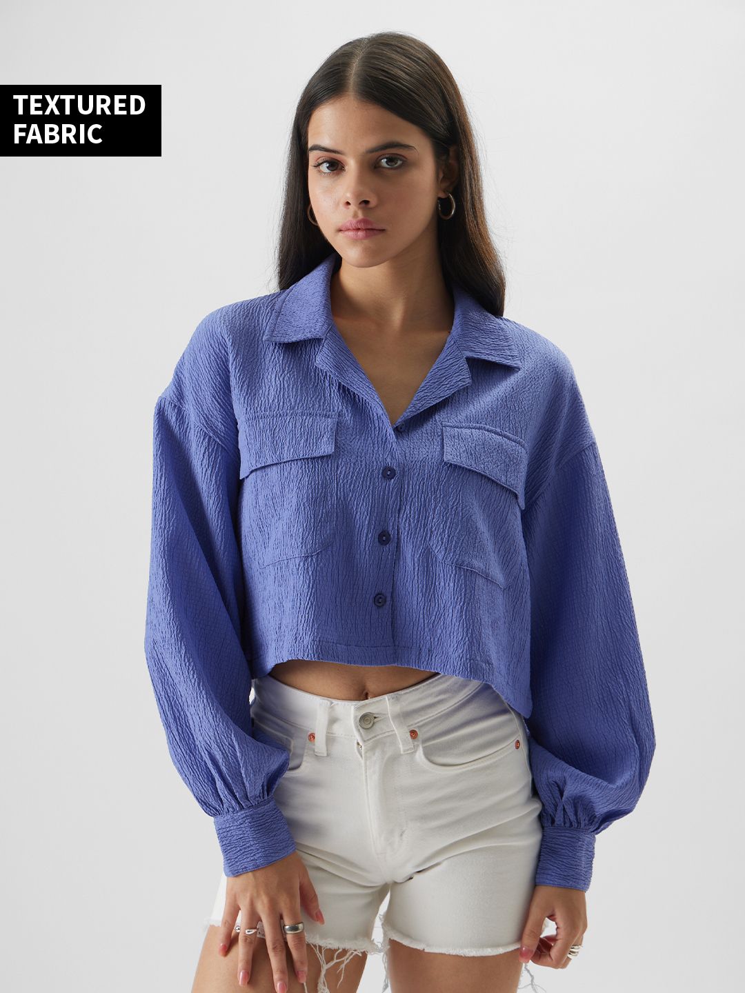 Buy Solids: Periwinkle Women Boxy Fit Shirt Online