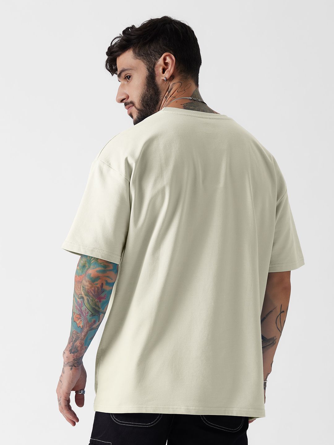 Buy Solids: Off White Oversized T-Shirts Online