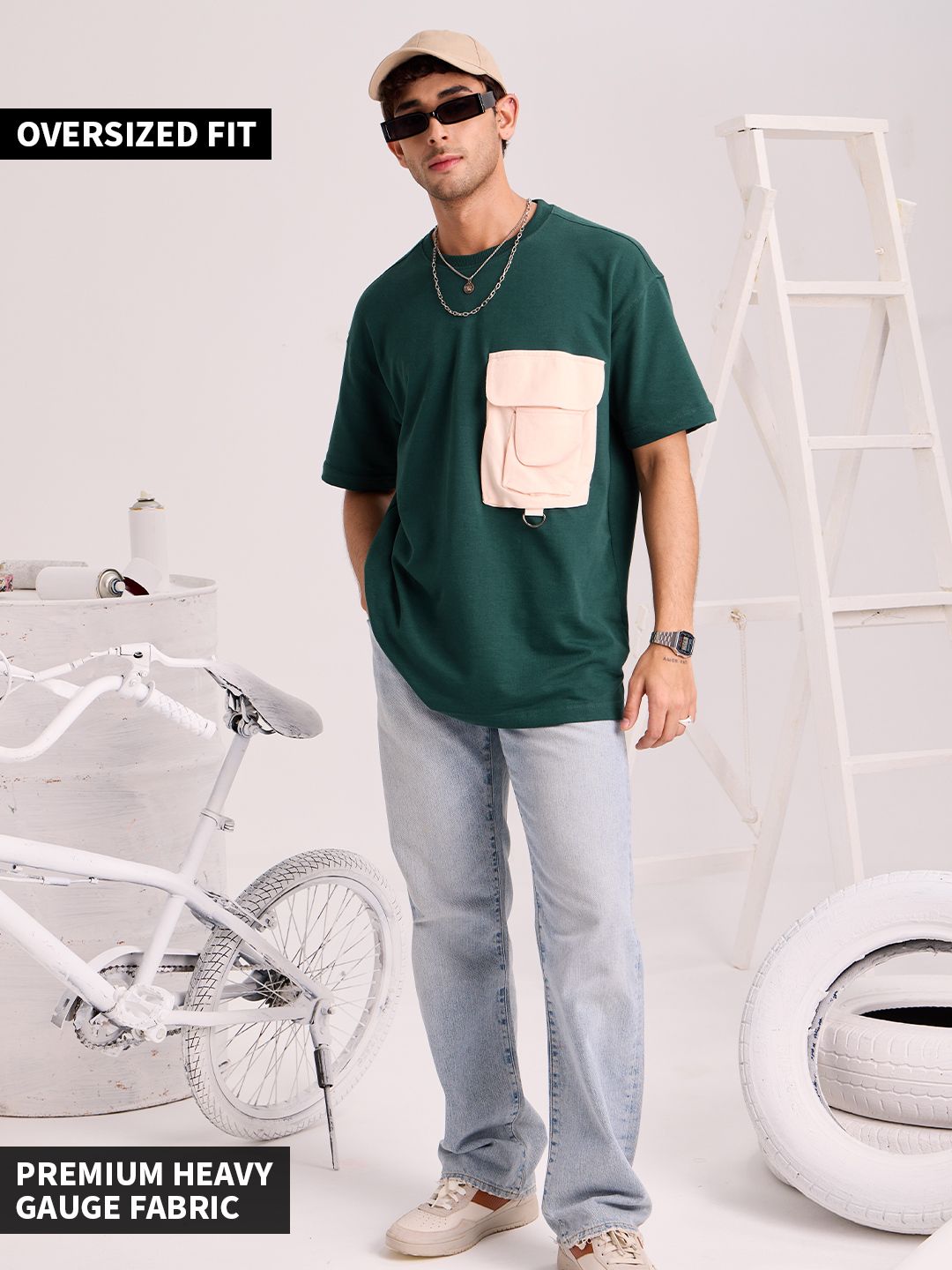 Buy Solids: Green Emerald (Utility) Oversized T-Shirts Online