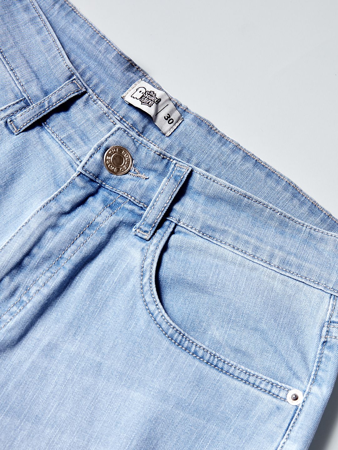 Buy Solids: Ice Blue (Straight Fit) Men Denim Online