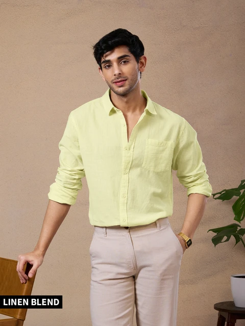 Buy Solids: Light Yellow Shirts Online