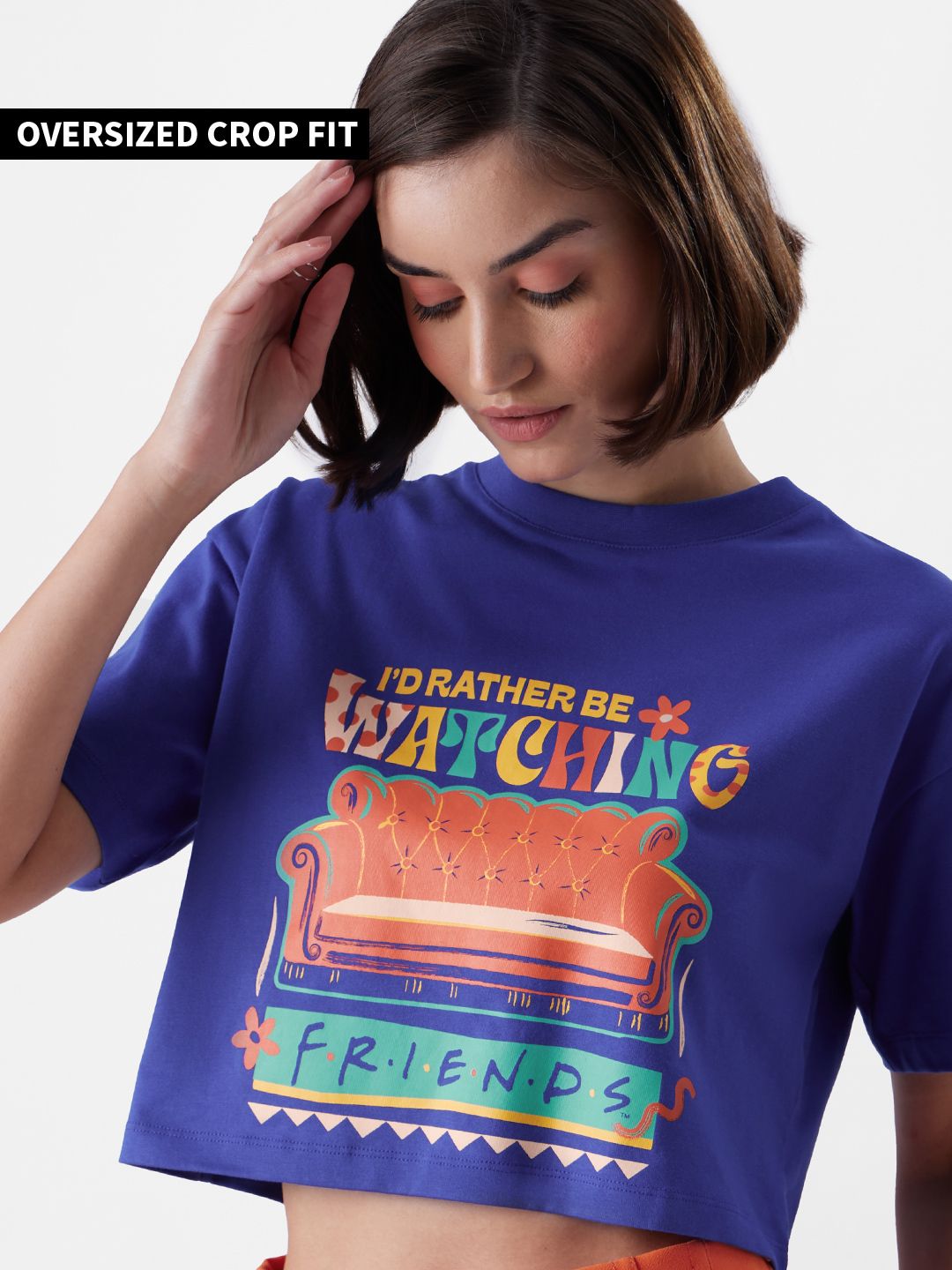 Buy FRIENDS: I'd Rather Be Watching Friends Women Oversized Crop Tops ...