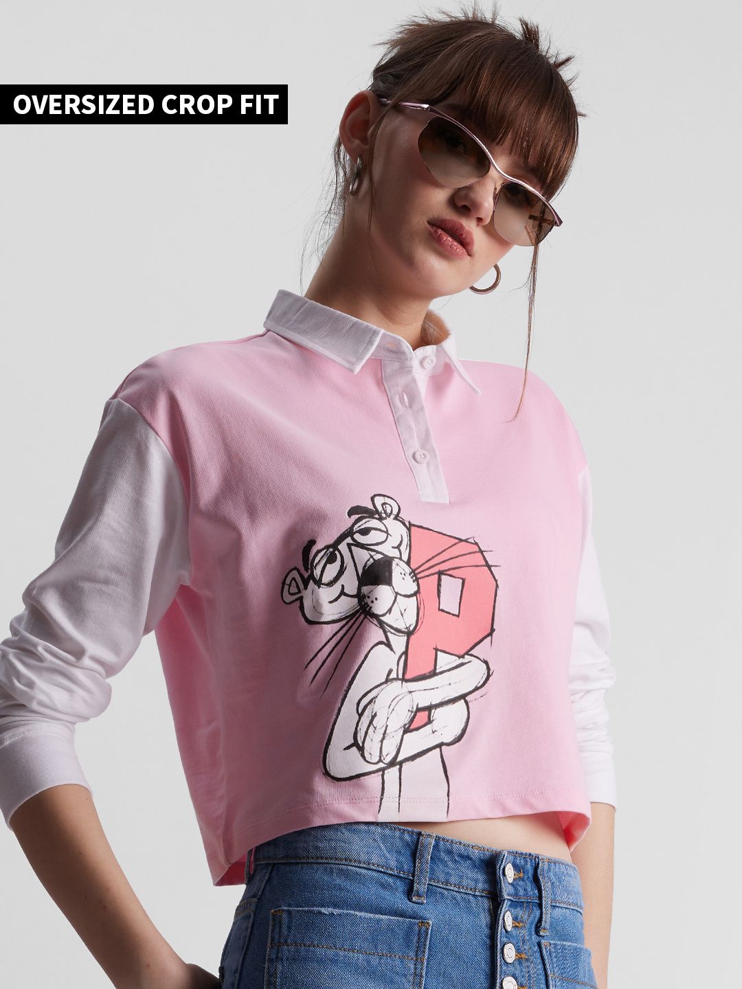 Buy Pink Panther: Hug Women's Rugby Polo Online.