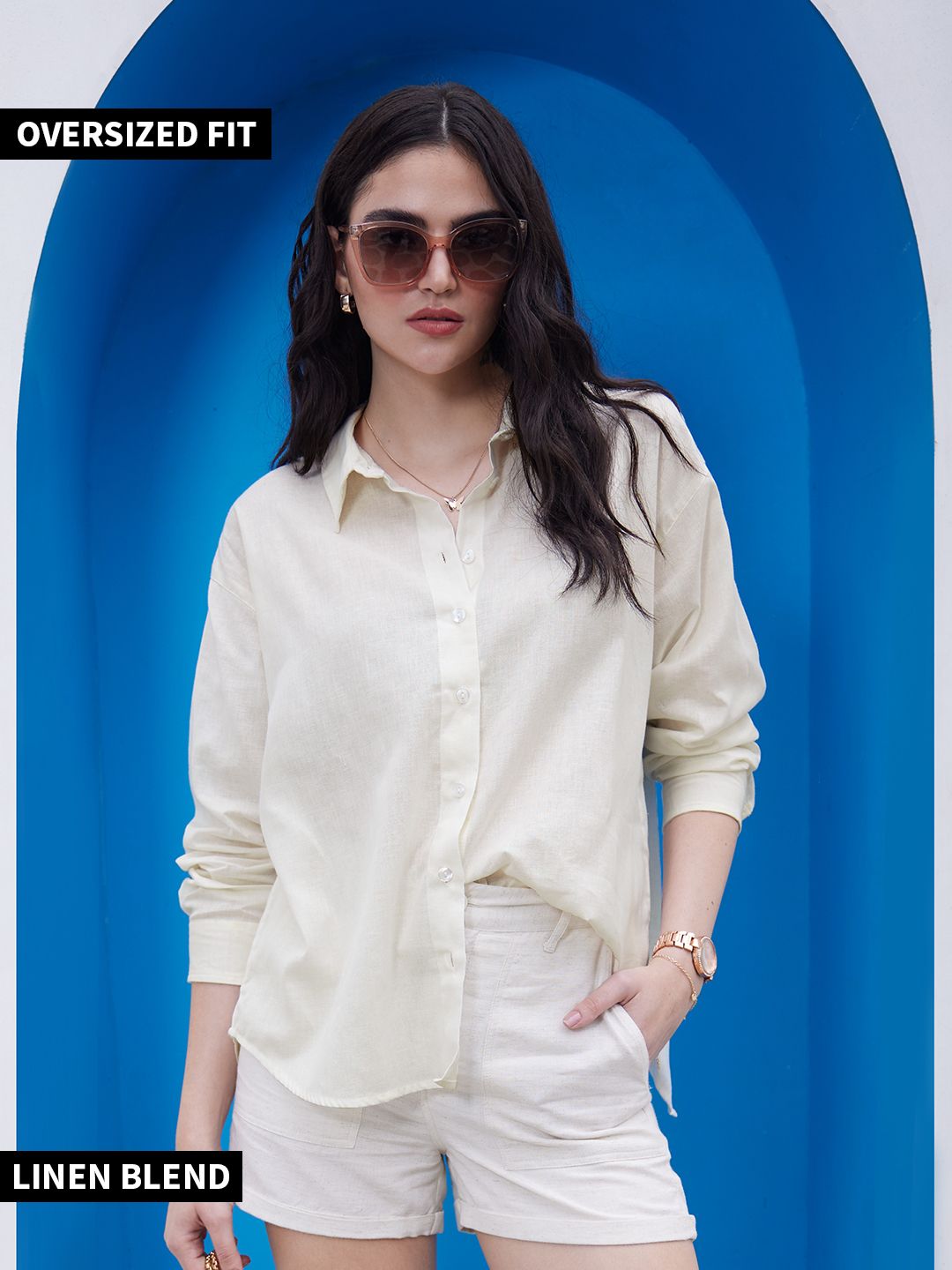 Buy Linen: Off White Boyfriend Shirt Online