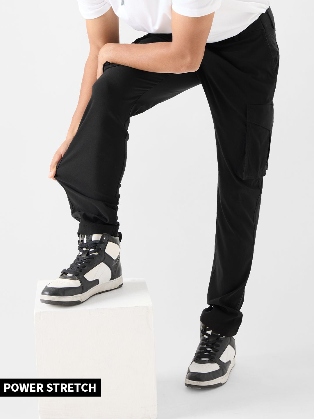 Buy Solids: Carbon Black Men Cargo Pants Online