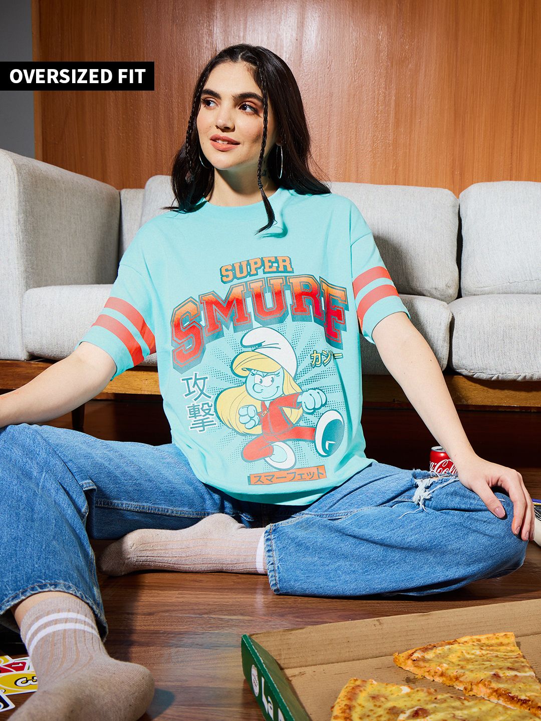 Buy Smurf: Super Smurf Women Oversized T-Shirts Online