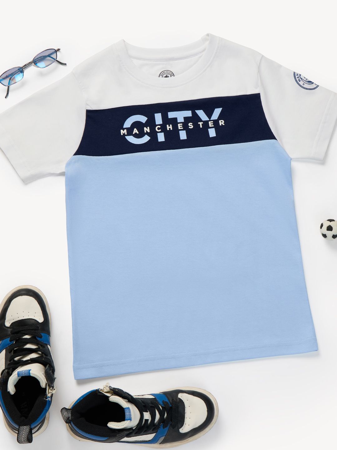 Manchester City: Typography Boys Cotton T-Shirts