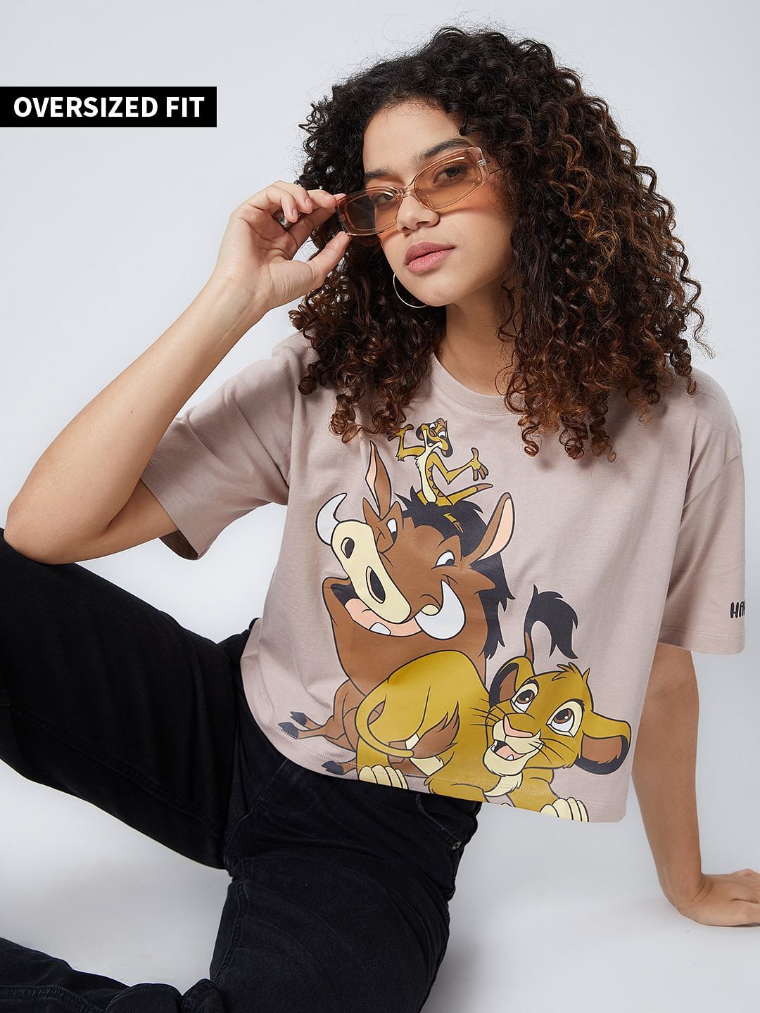Buy Sabrina: Doodle Pattern Women Oversized Cropped Shirts