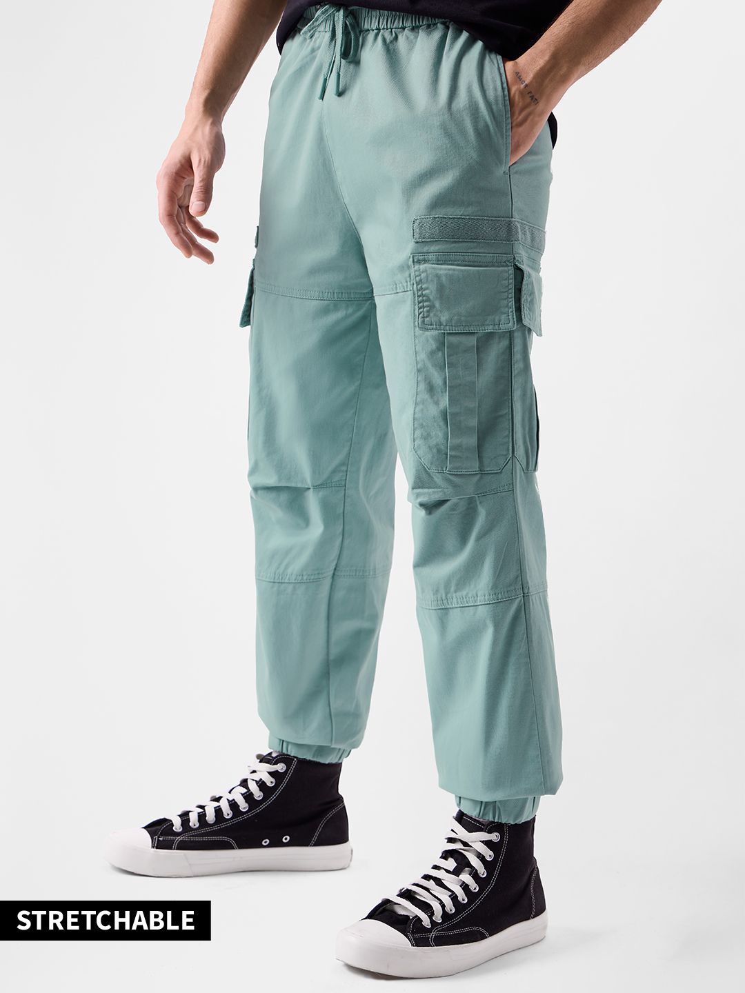 Buy Solids: Smoke Blue (Utility) Men Oversized Joggers Online