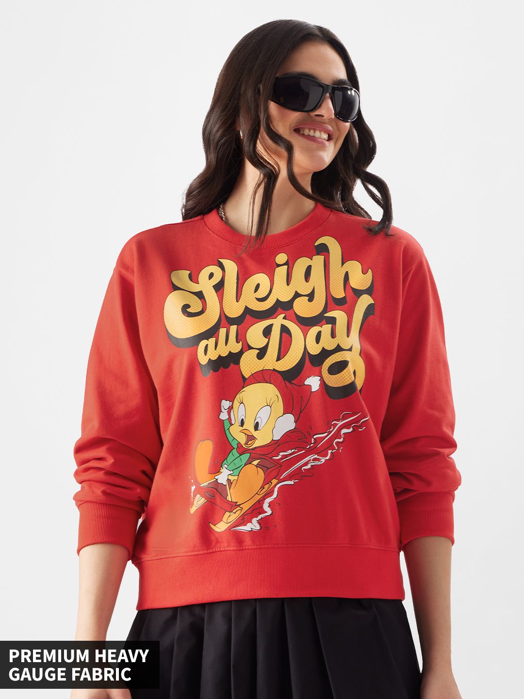 Buy Tweety: Sleigh all Day Women Oversized Sweatshirts Online
