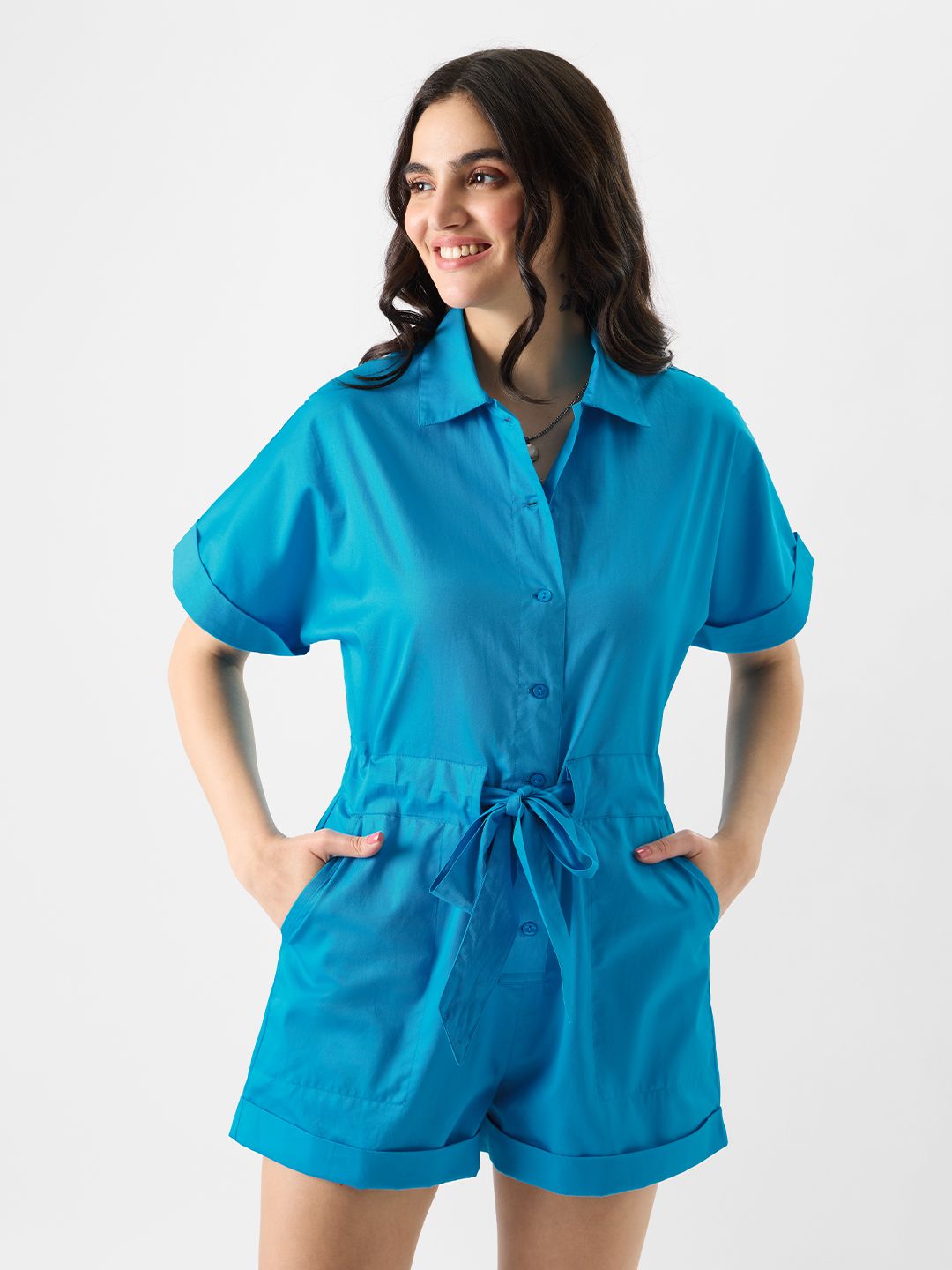 Buy Solids: Azure Jumpsuit Online