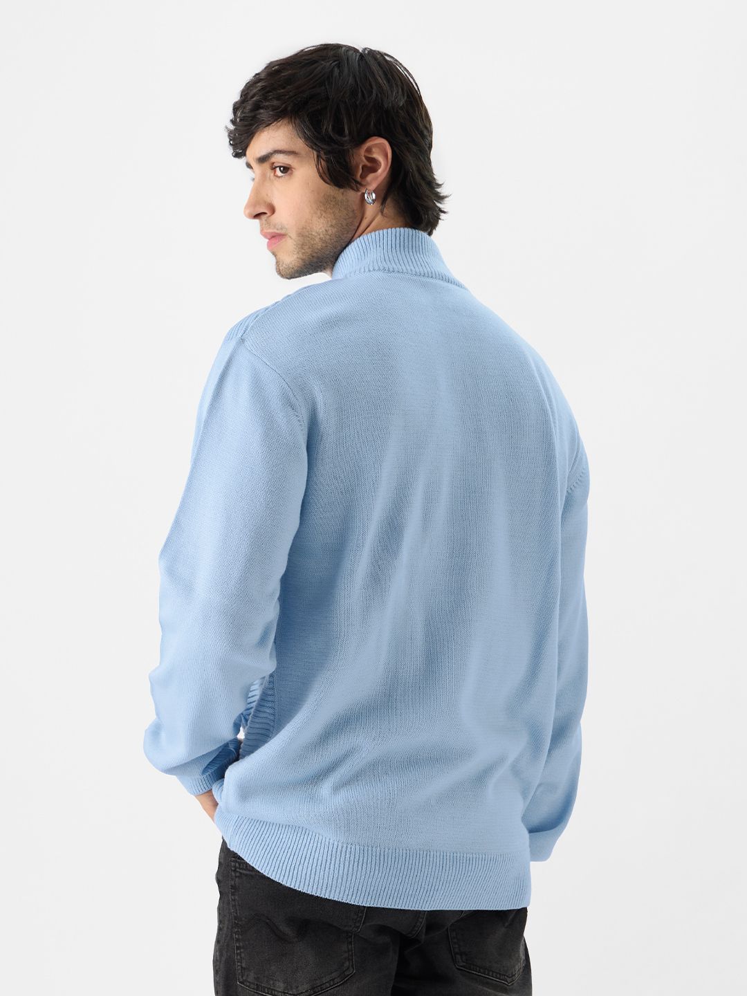 Buy Solids: Airy Blue Mens Oversized Pullover Online