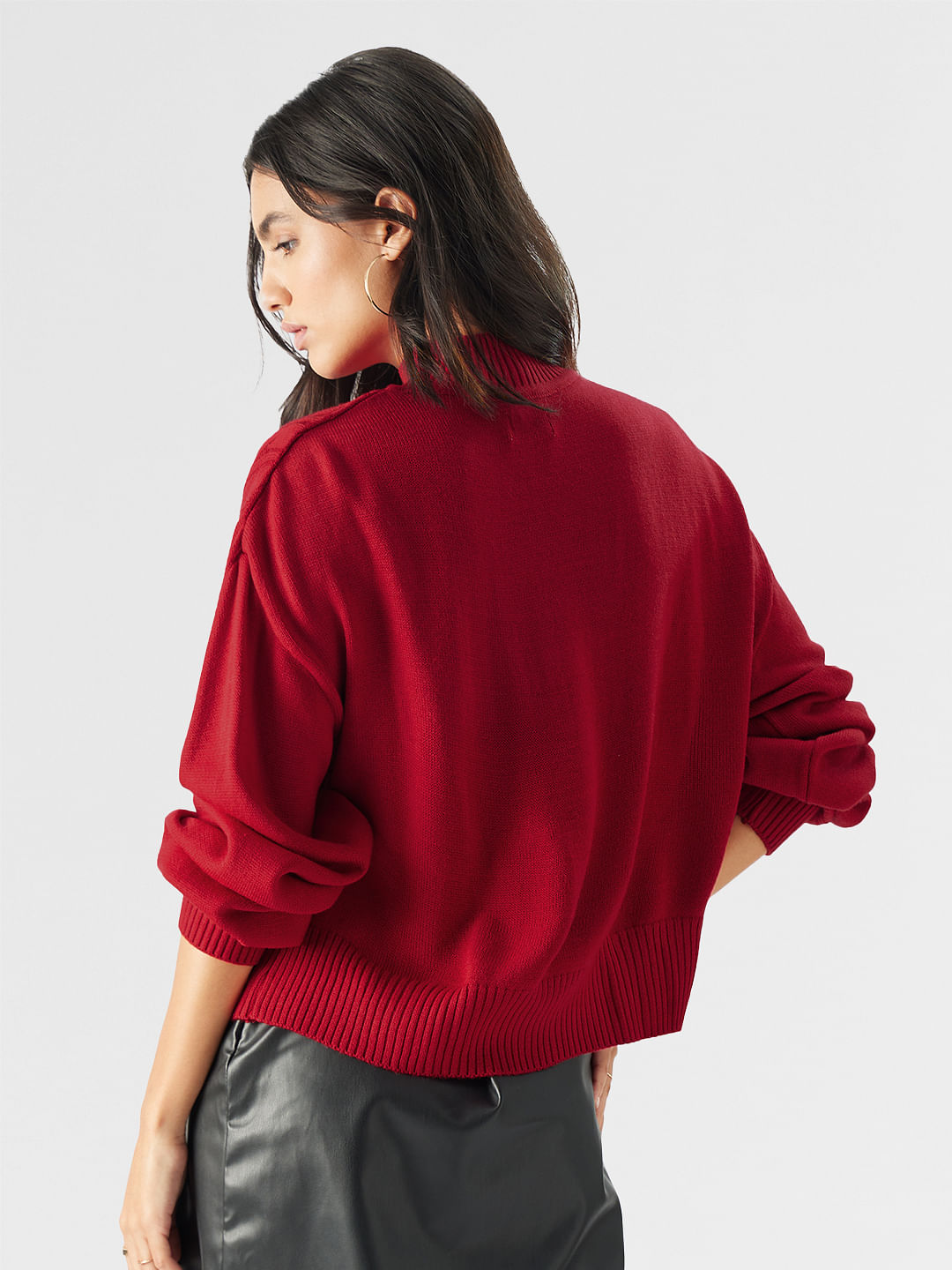 Buy Solids Poppy Red Womens Oversized Sweaters Online