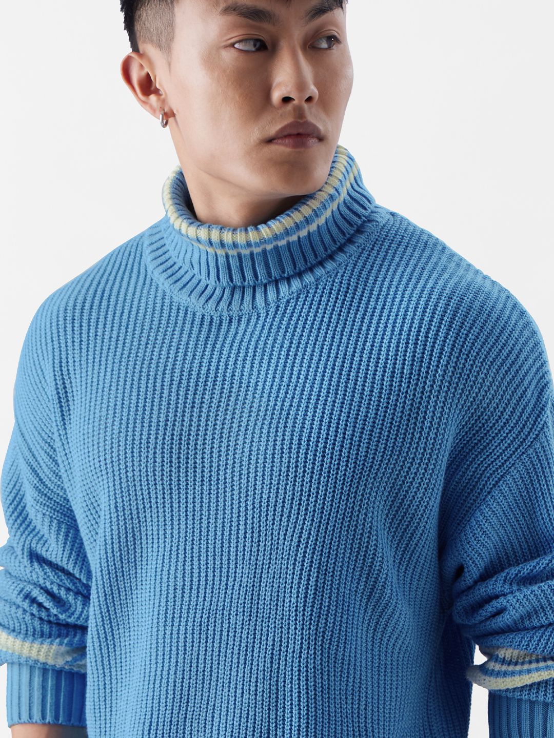 Buy Solids: Powder Blue Mens Knitted Sweaters Online
