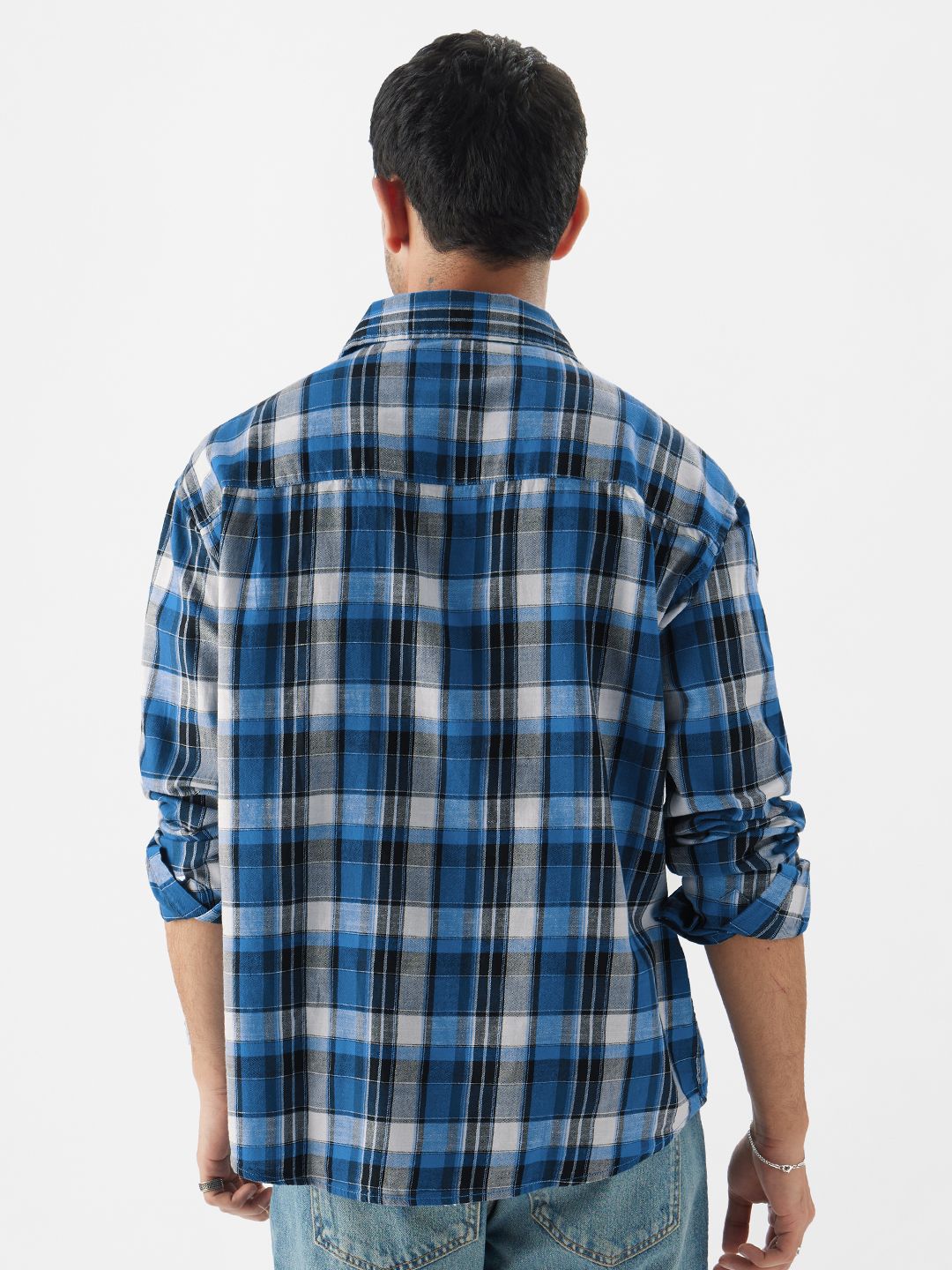 Buy Plaid Imperial Blue Men Utility Shirts Online