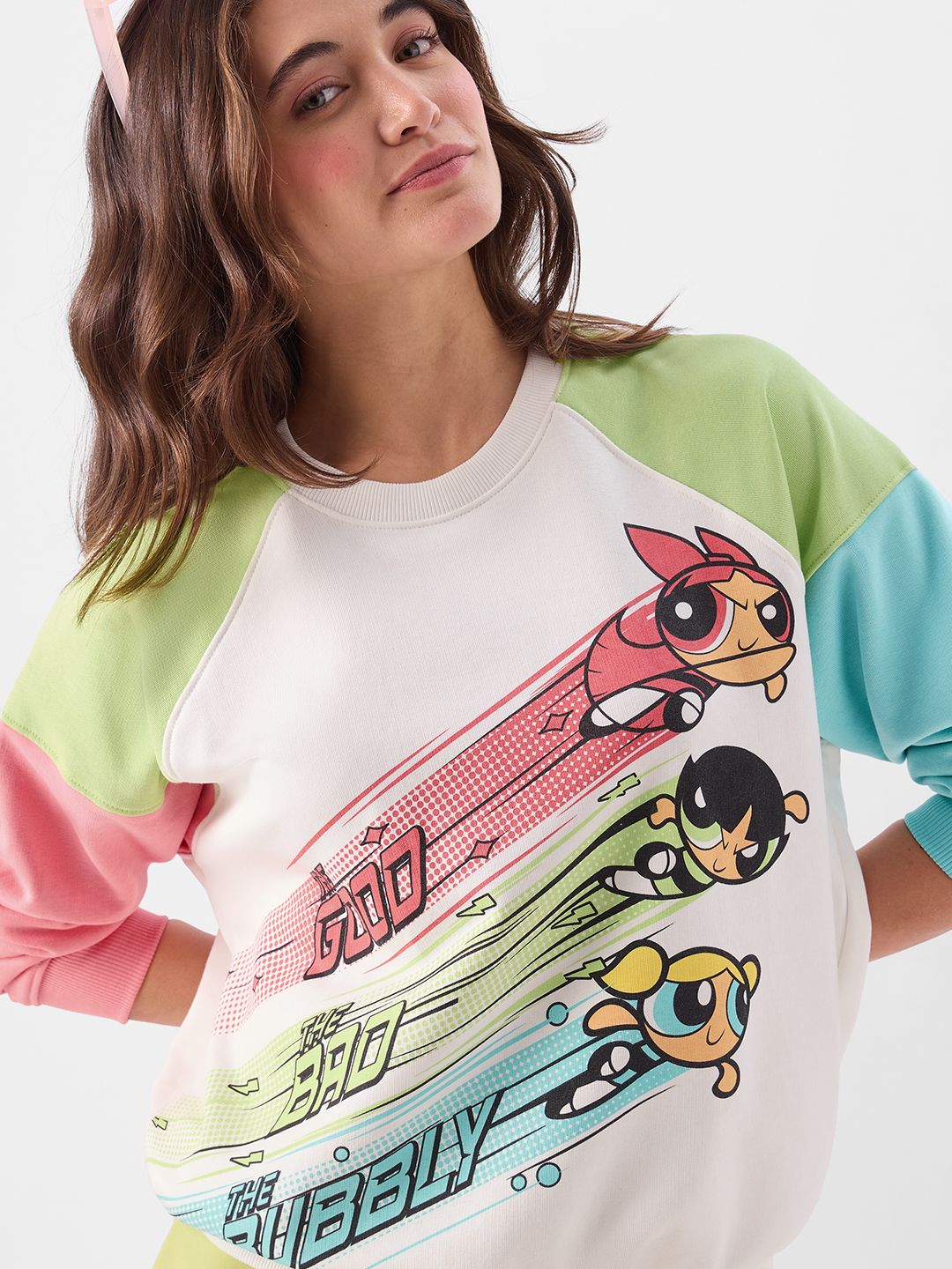 Buy Powerpuff Girls: Good, Bad & Bubbly Women Oversized Sweatshirts ...