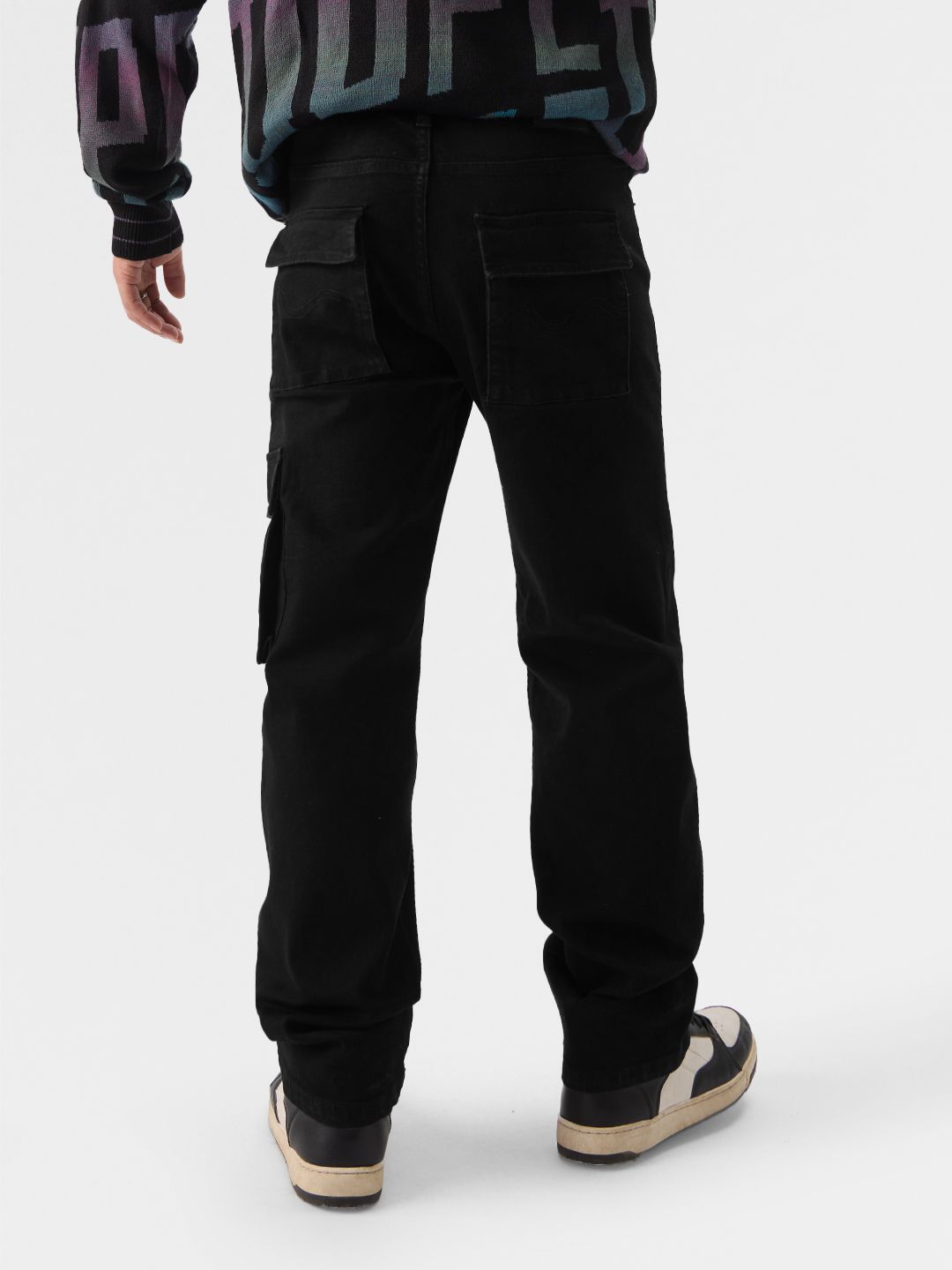 Buy Solids: Black (Cargo) Men Cargo Jeans Online
