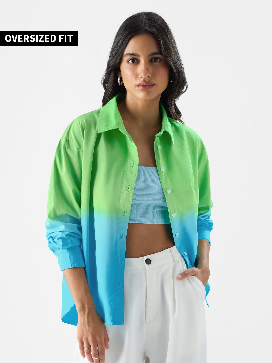 Buy Tie Dye: Deep Lagoon Women Oversized Shirts Online