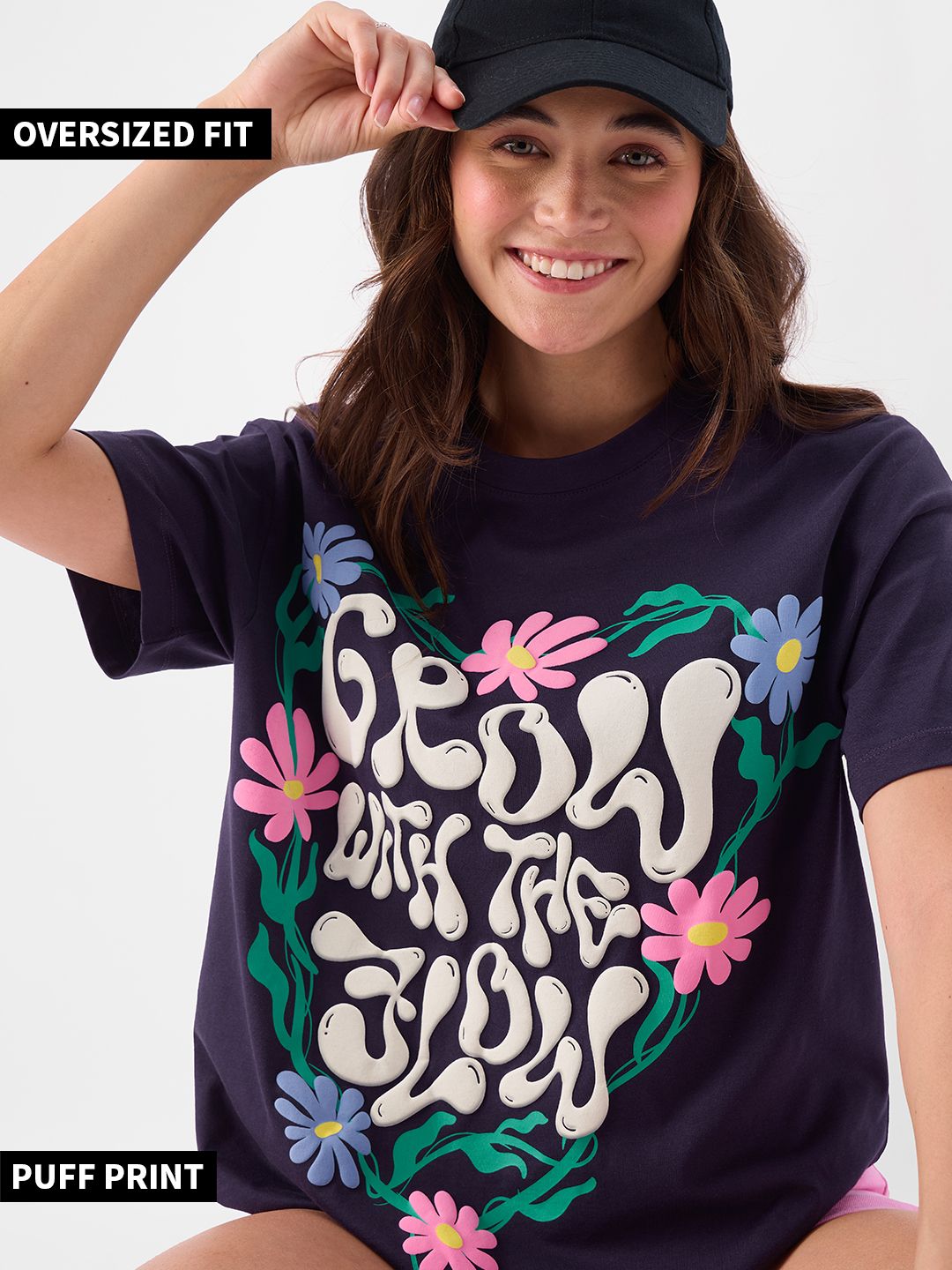 Buy Grow With The Flow Women Oversized T-Shirts Online