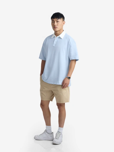 Buy Solids: Powder Blue Oversized Polo Online