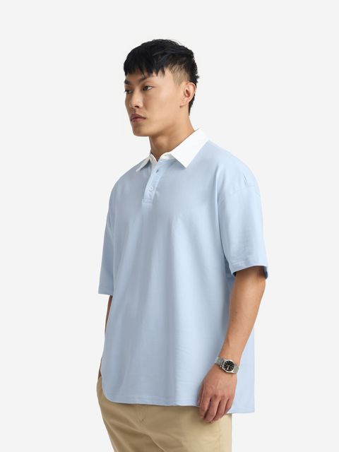 Buy Solids: Powder Blue Oversized Polo Online