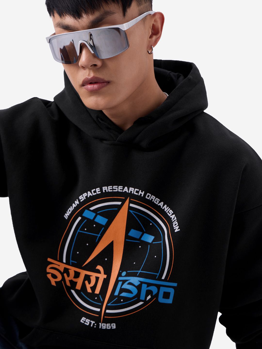 Buy Official ISRO: Logo Mens Oversized Pullover Hoodie Online