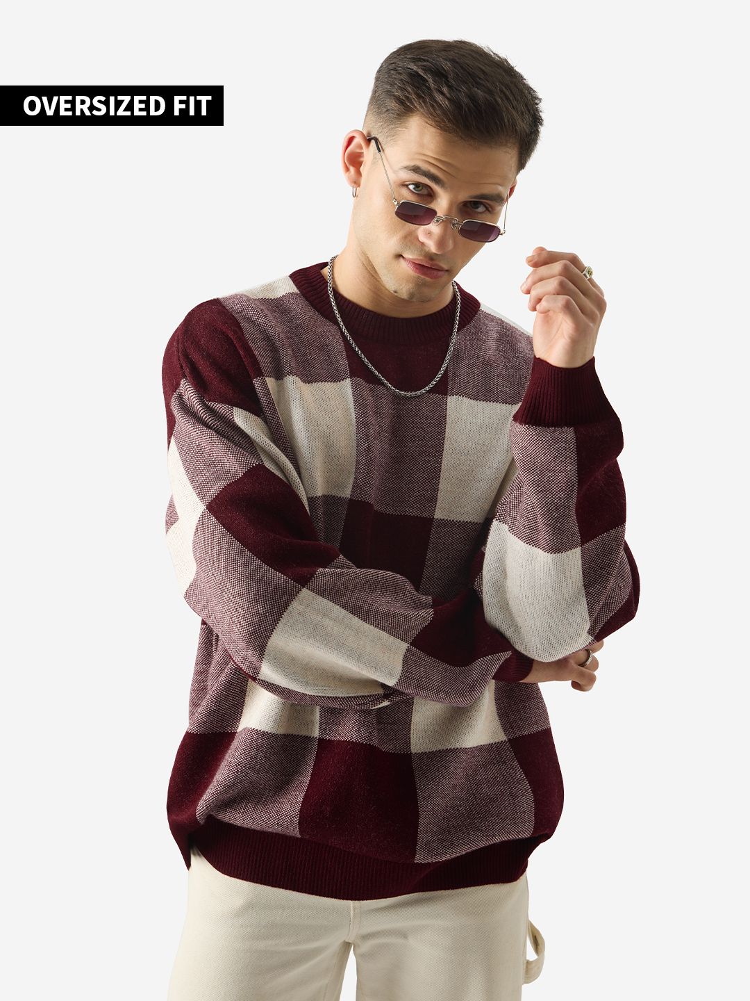 Buy TSS Originals: Red Checks Mens Knitted Sweaters Online