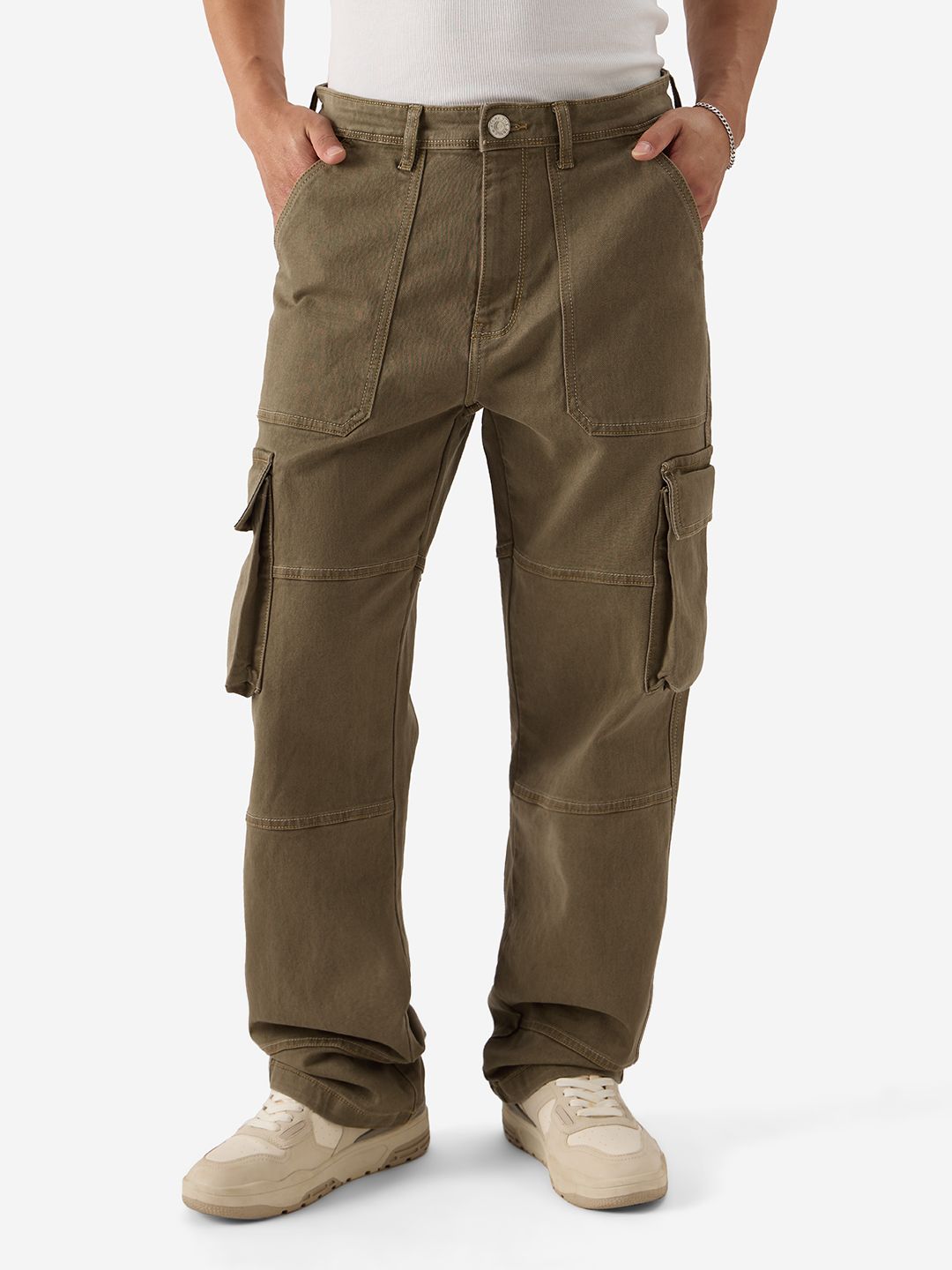 Buy Solids: Brown Men Cargo Pants Online