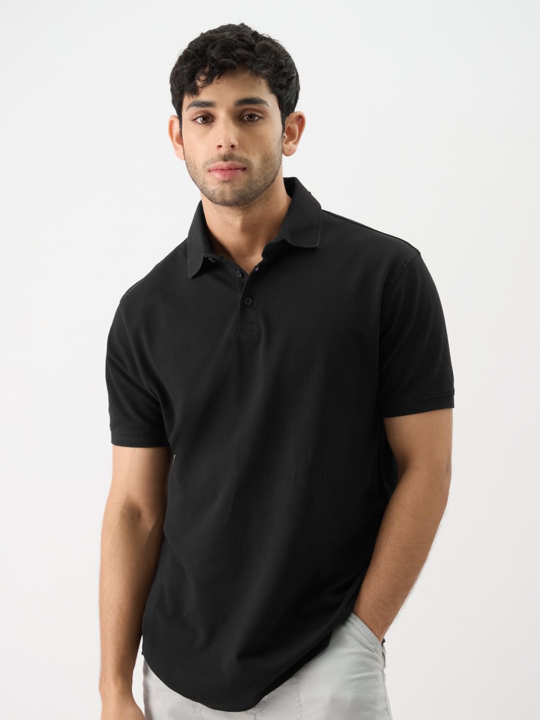 Buy Solid: Black Men Polos Online