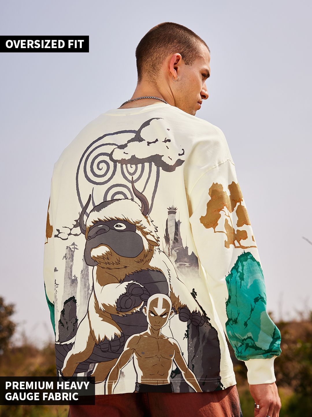 Buy Avatar: Aang And Appa Men Oversized Full Sleeves Tshirt Online.