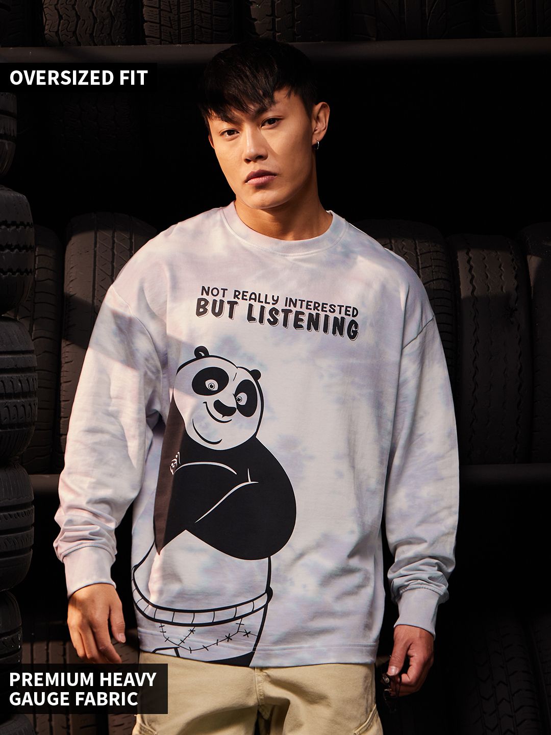 Buy Kung Fu Panda Not Interested Oversized Full Sleeve T-shirt Online