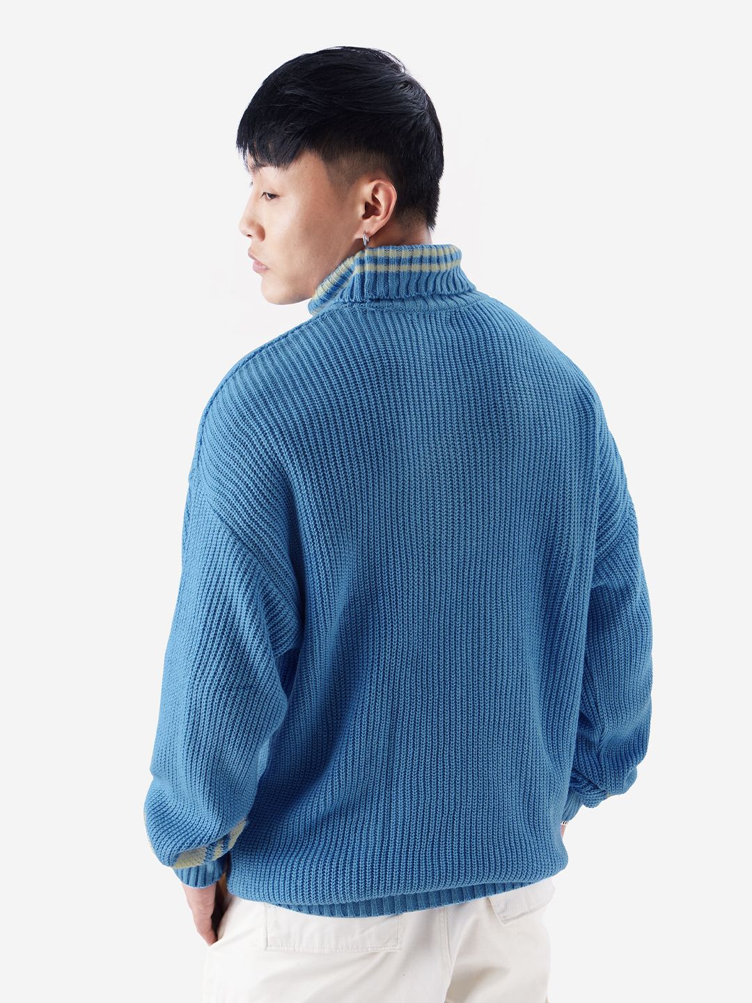 Buy Solids: Powder Blue Mens Knitted Sweaters Online