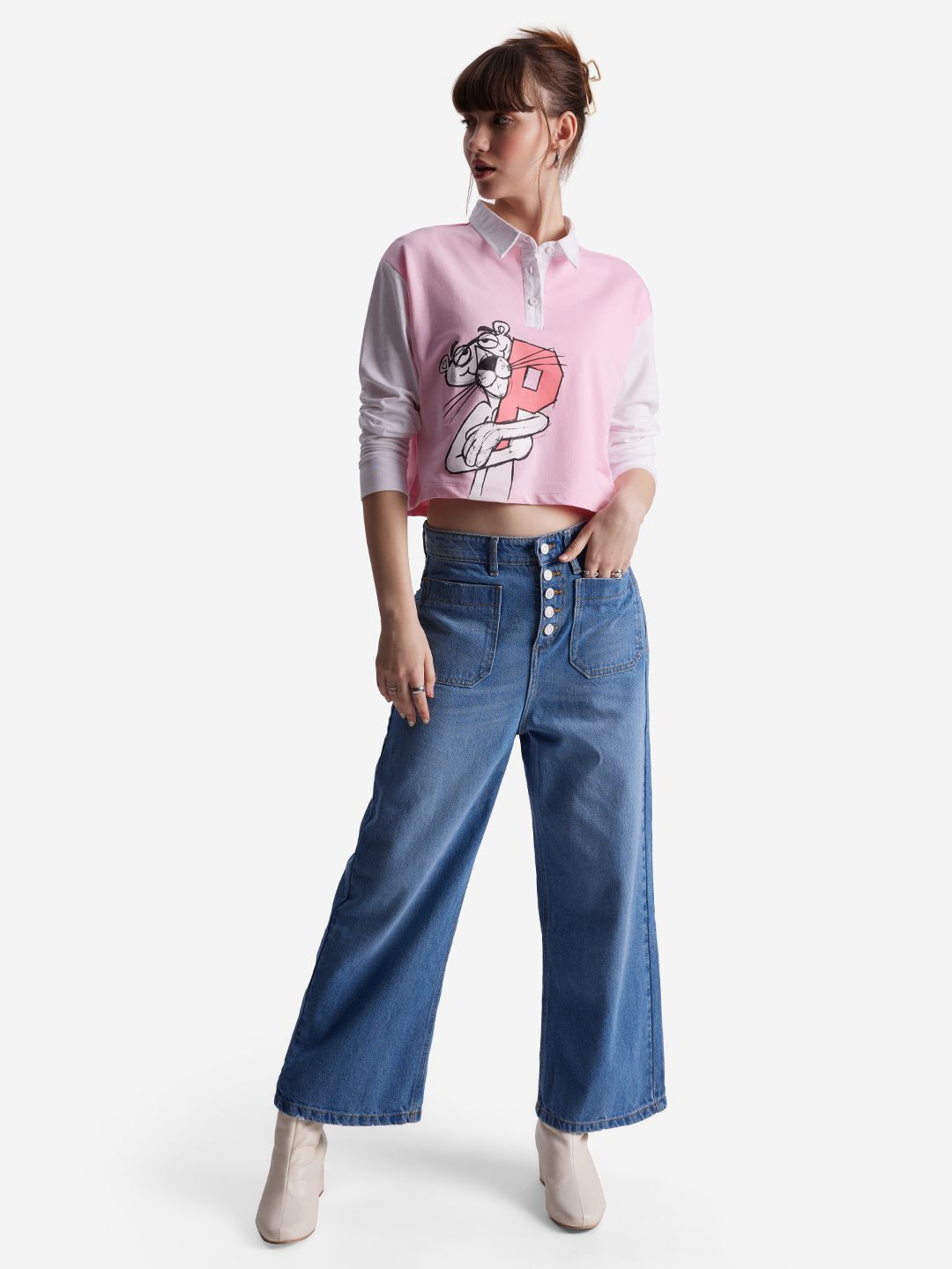 Buy Pink Panther: Hug Women Cropped Rugby Polos online at The Souled Store.