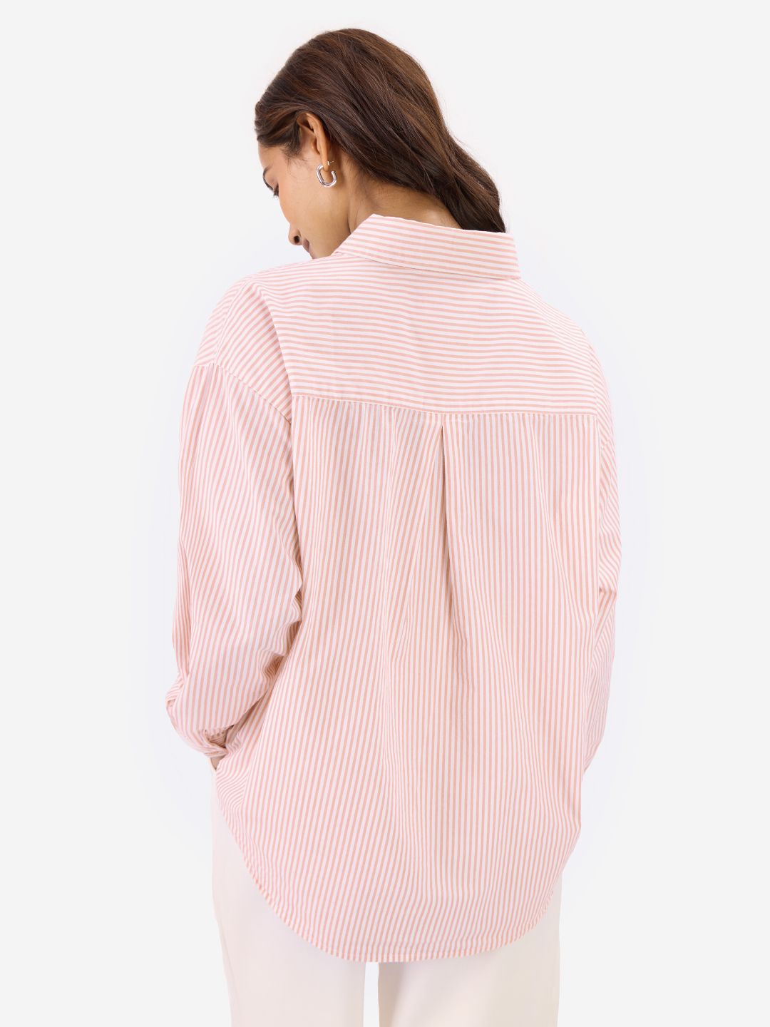 Buy Solids: Pink Stripes Boyfriend Shirt Womens Online