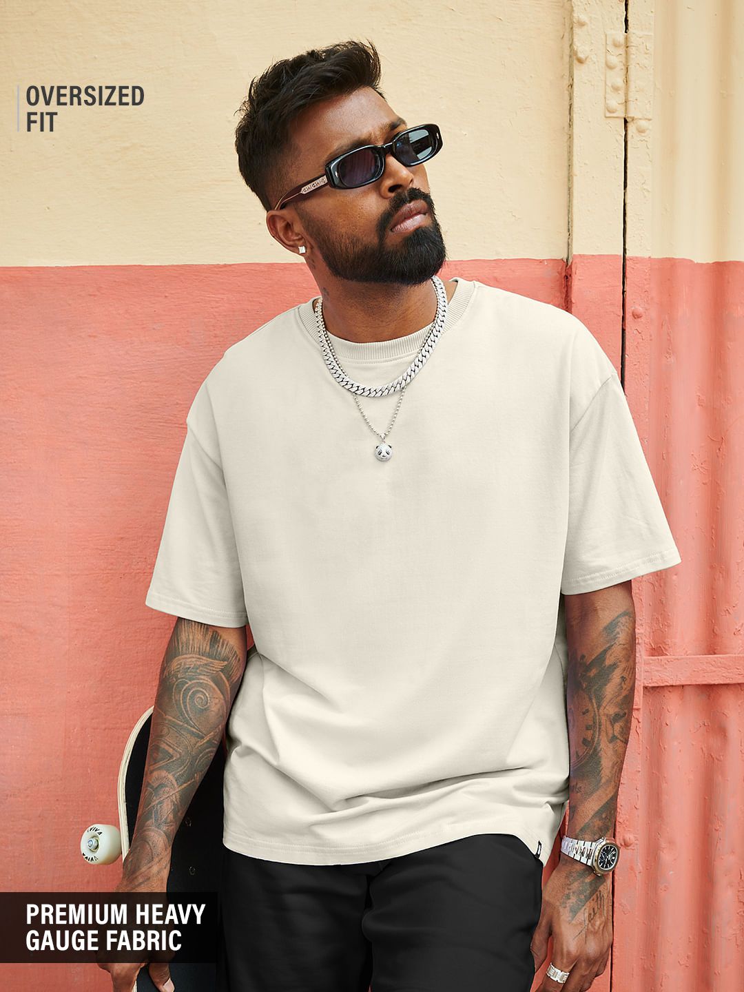 Buy Solids: Eggshell White Oversized T-Shirts Online