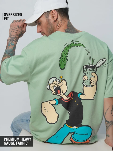 Buy Popeye: Spinach Power Oversized T-Shirts Online