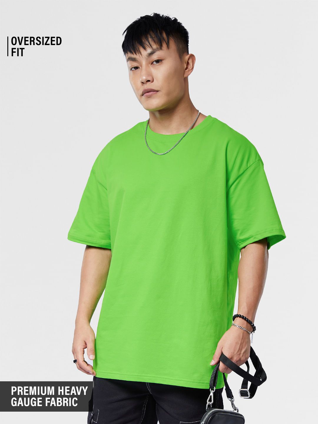 Buy Solids: Lime Oversized T-Shirts Online