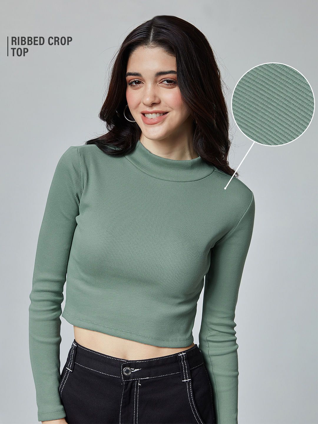 Buy Solids: Sage Green Women Cropped Tops online at The Souled Store.